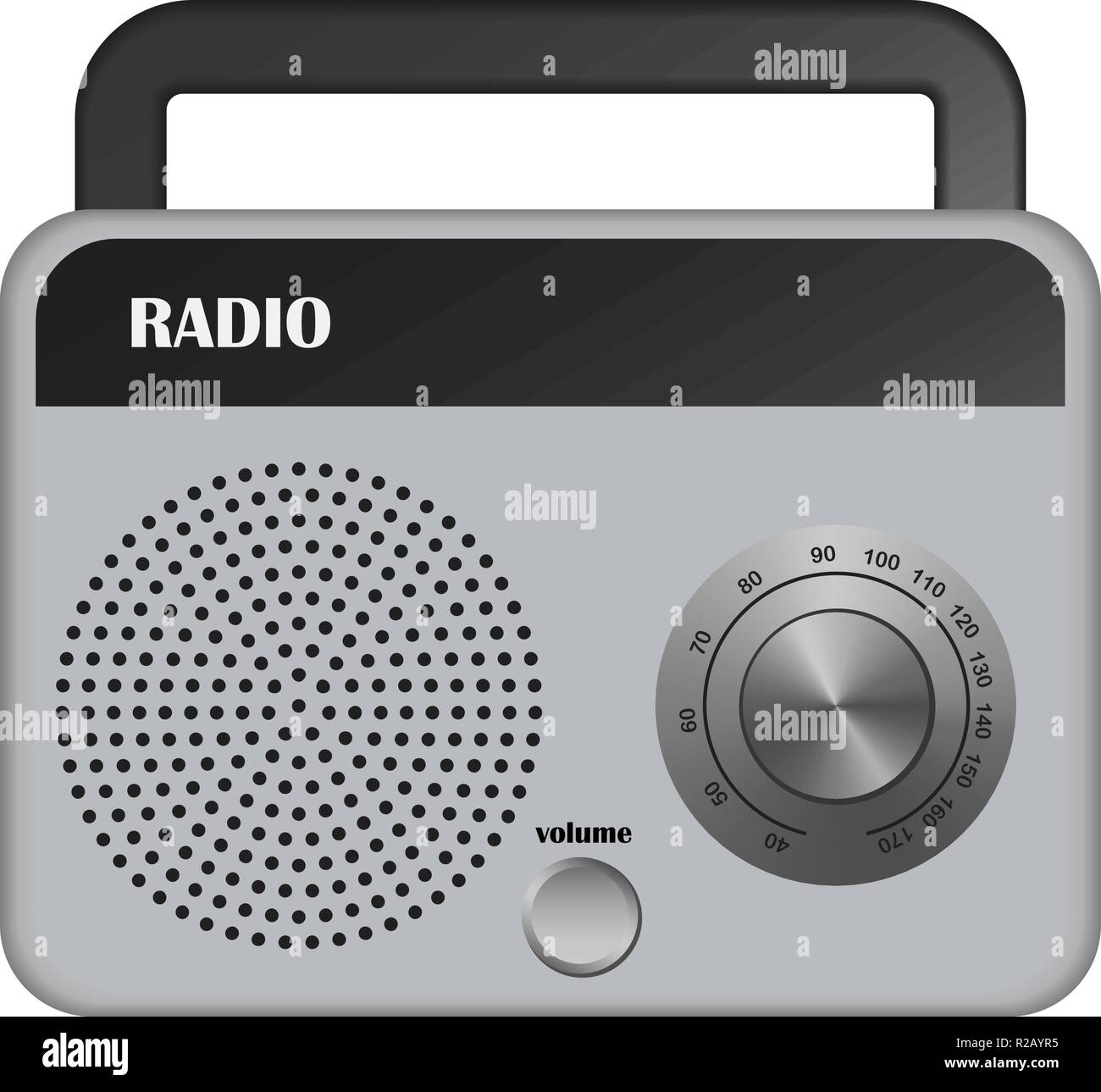 Grey portable radio mockup. Realistic illustration of grey portable ...