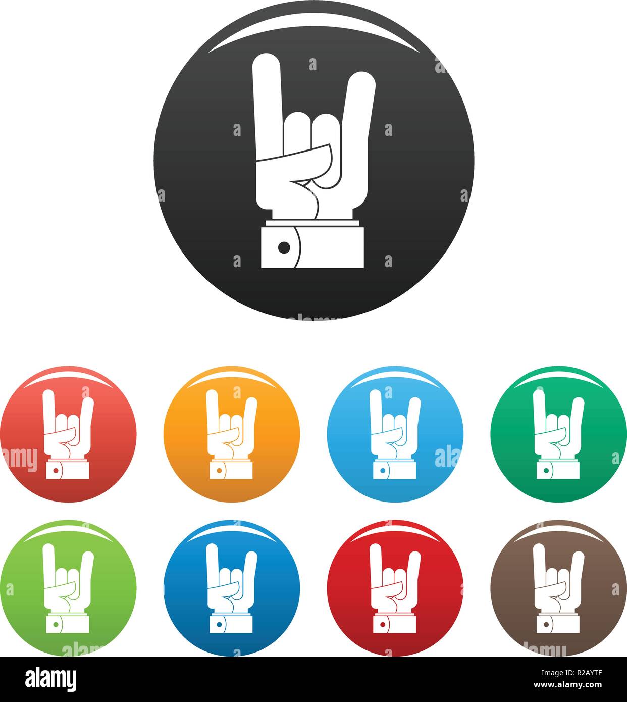 Hand rock icon. Simple illustration of hand rock vector icons set color ...