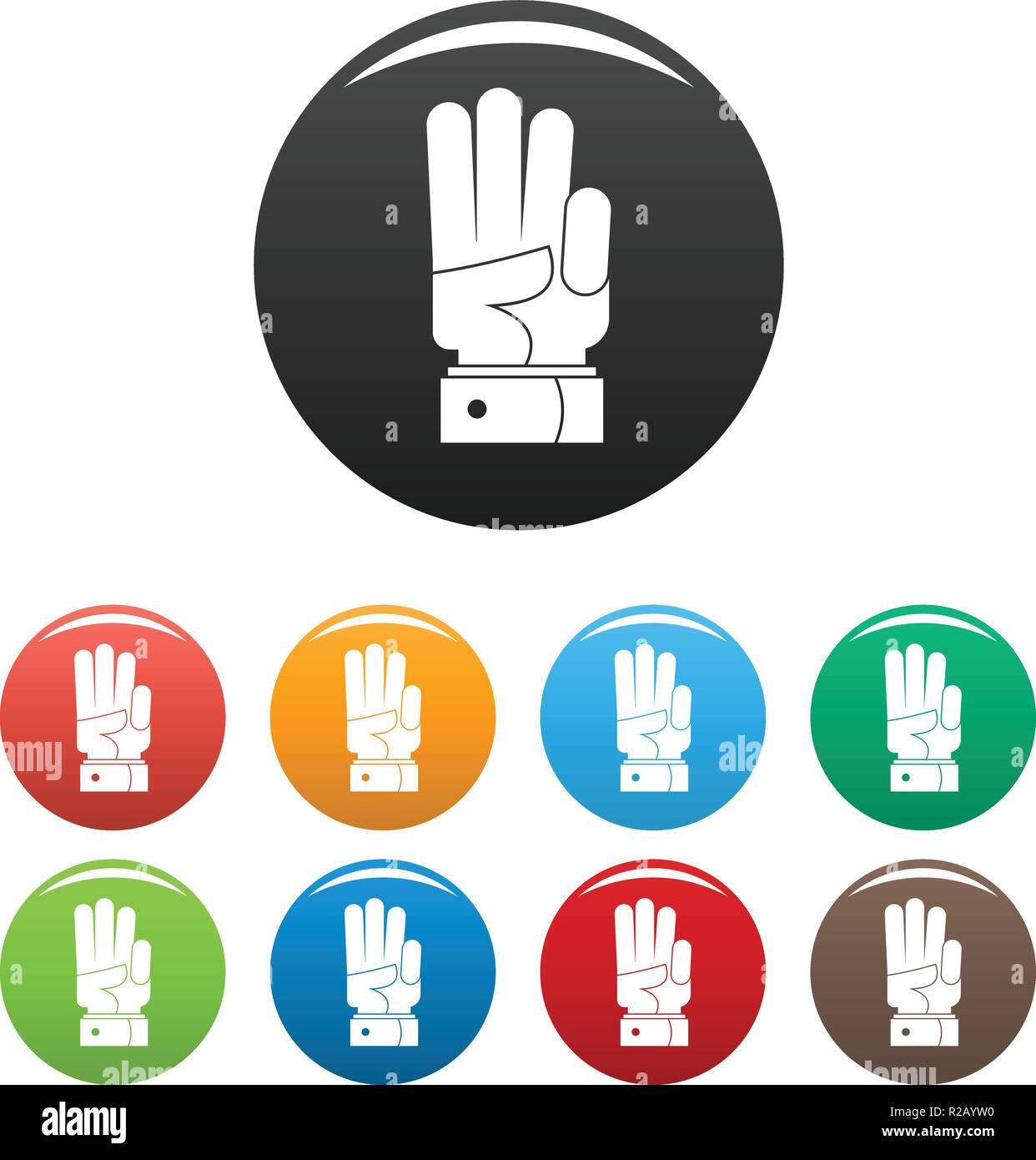 Hand three icon. Simple illustration of hand three vector icons set ...