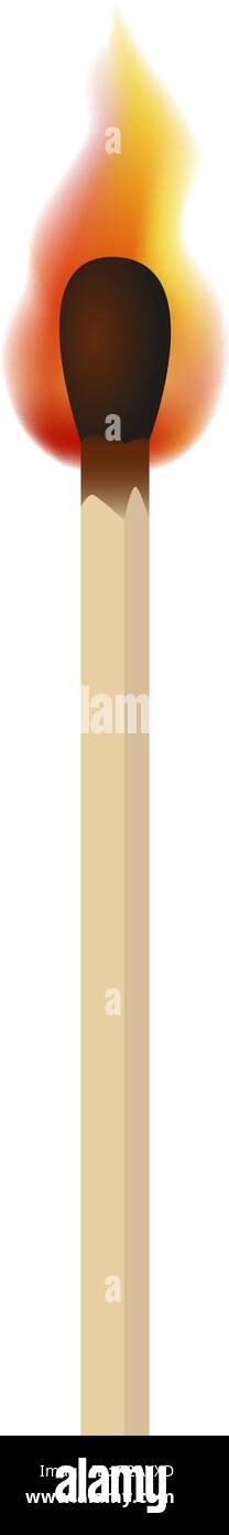 Match with fire flame mockup. Realistic illustration of match with fire ...