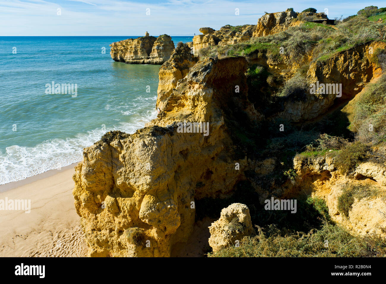 Unusual rock formations, Praia Sao Rafael, Sao Rafael Beach, Algarve ...