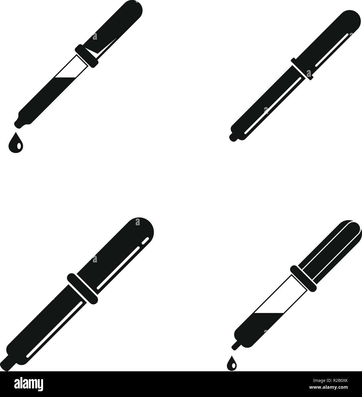 Pipette medical dropper tool icons set. Simple illustration of 4 ...