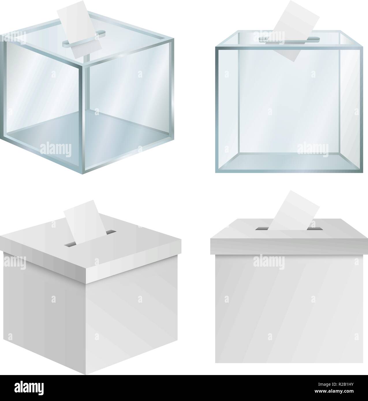 Ballot voting box democracy mockup set. Realistic illustration of 4 ...