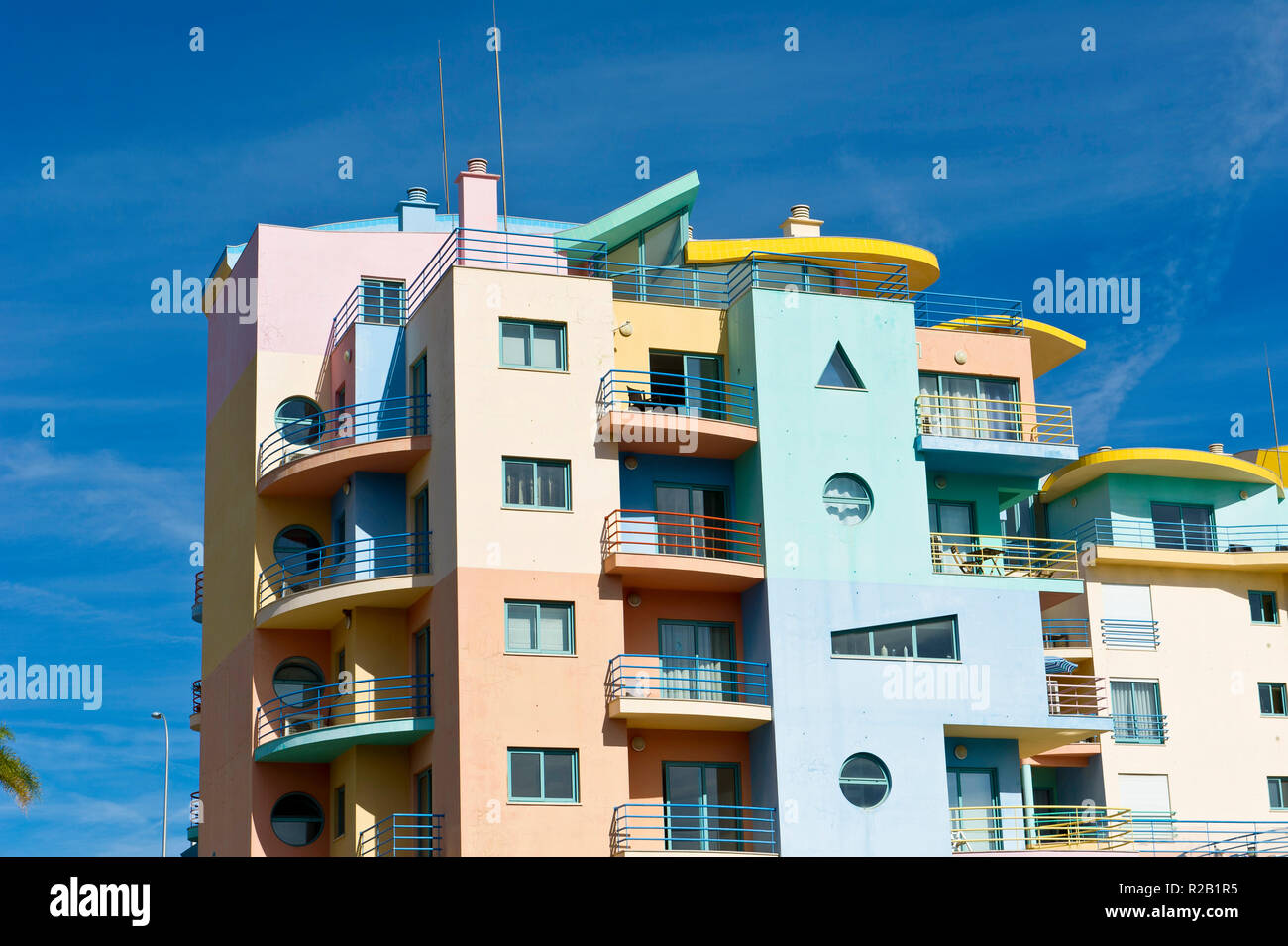 boats, yachts, colourful buildings, Albufeira Marina, Algarve, Portugal ...