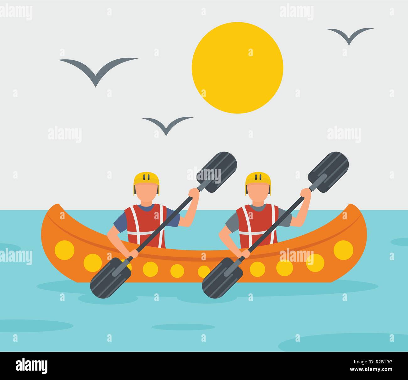 Rafting adventure background. Flat illustration of rafting adventure ...