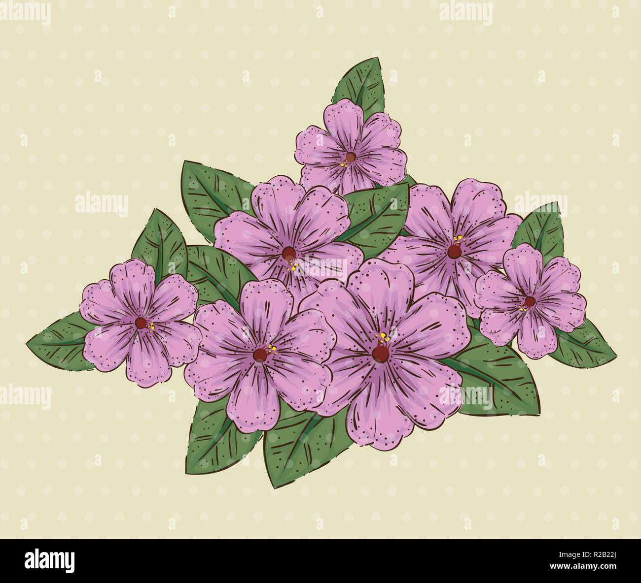 natural flowers plants with leaves and petals Stock Vector Image & Art ...