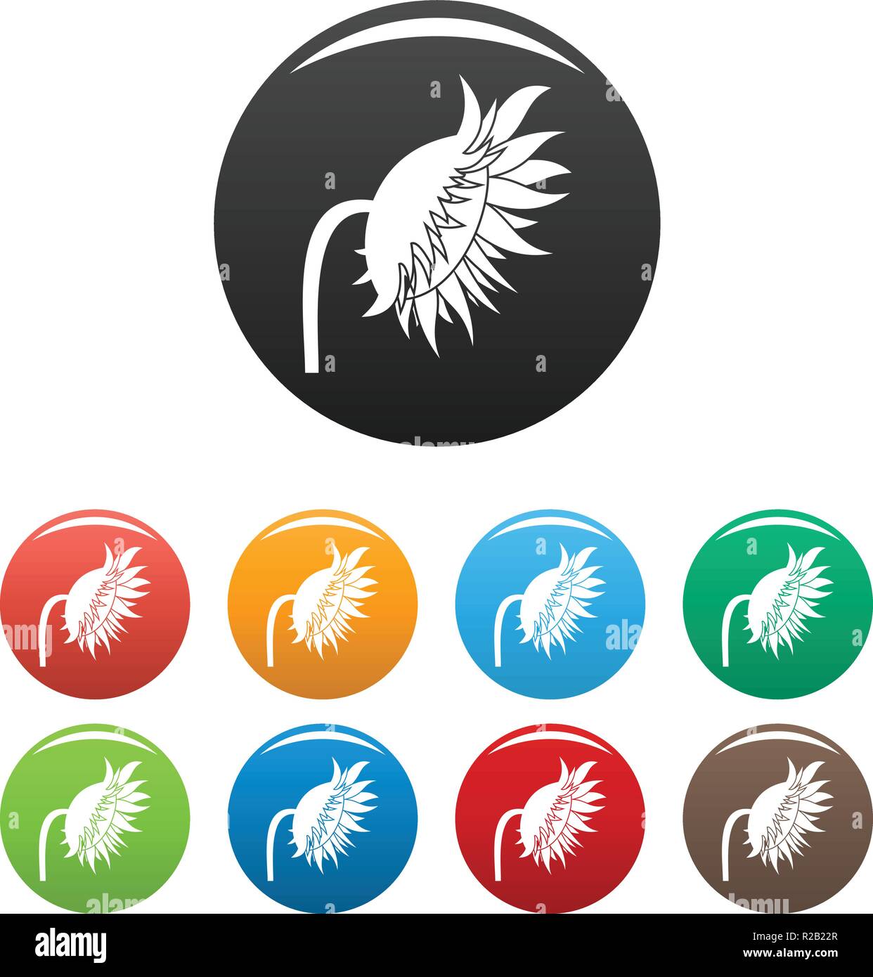 Sunflower icon. Simple illustration of sunflower vector icons set color ...