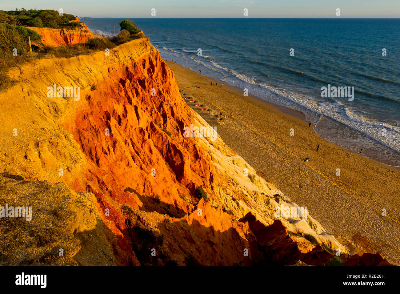 Sunset, Praia da Falesia, Falesia Beach, Algarve, Portugal Stock Photo ...