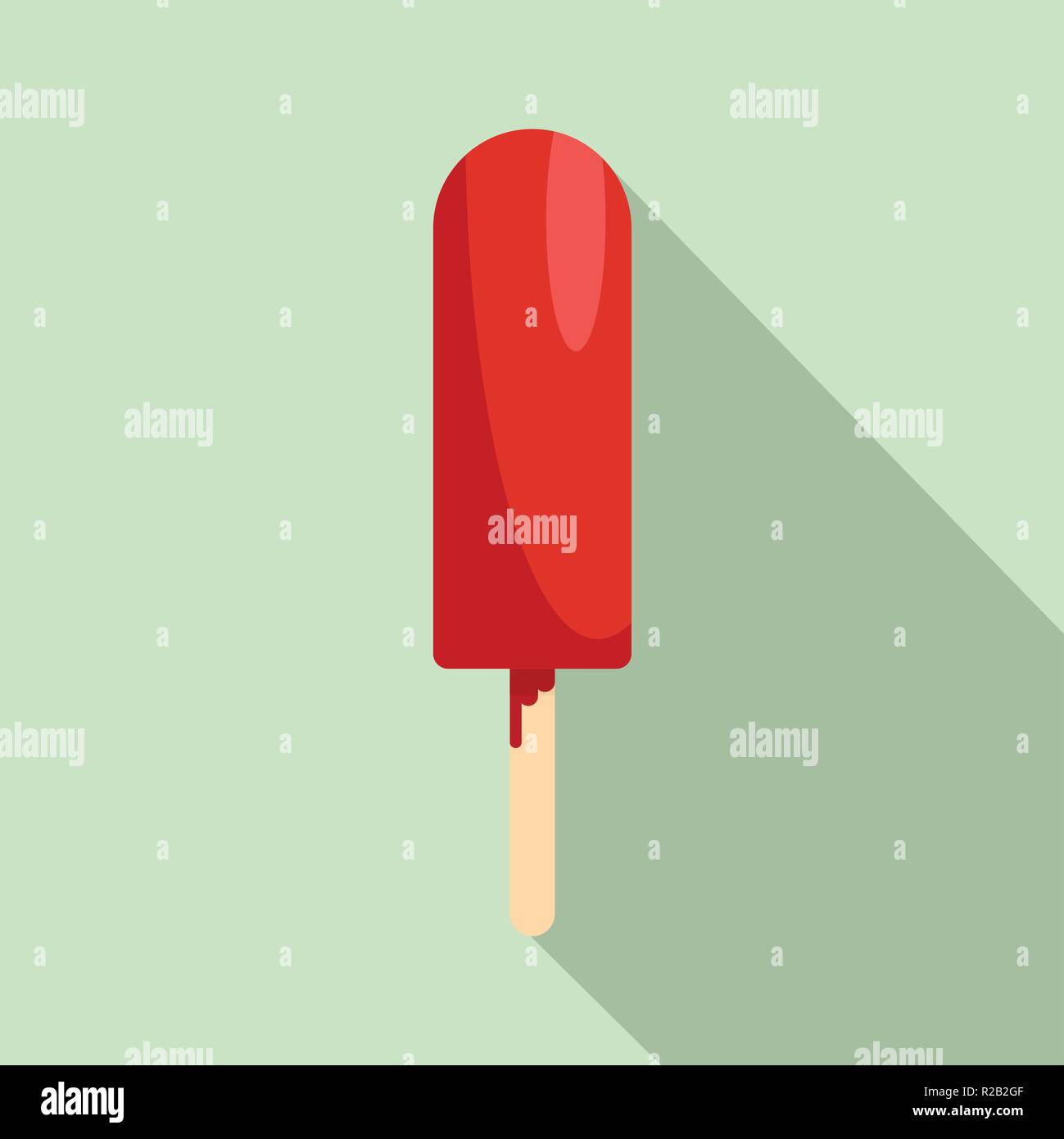 Red ice cream icon. Flat illustration of red ice cream vector icon for ...