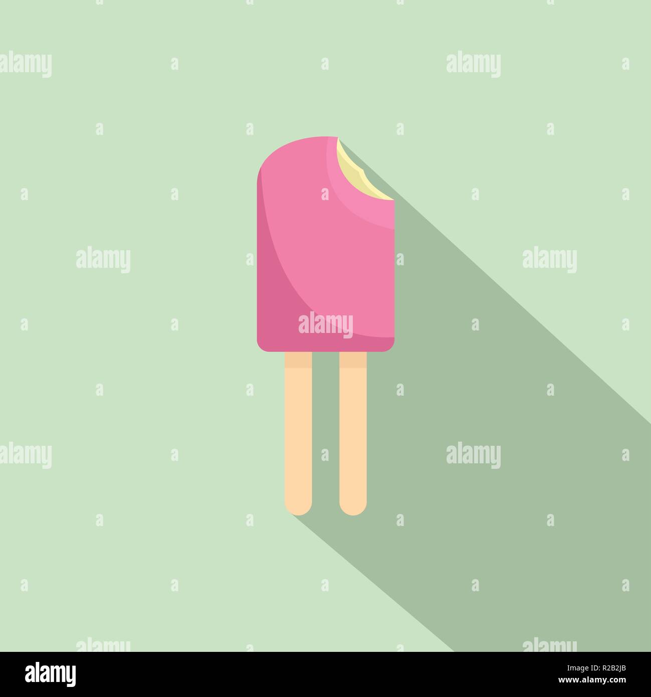 Pink ice cream icon. Flat illustration of pink ice cream vector icon ...