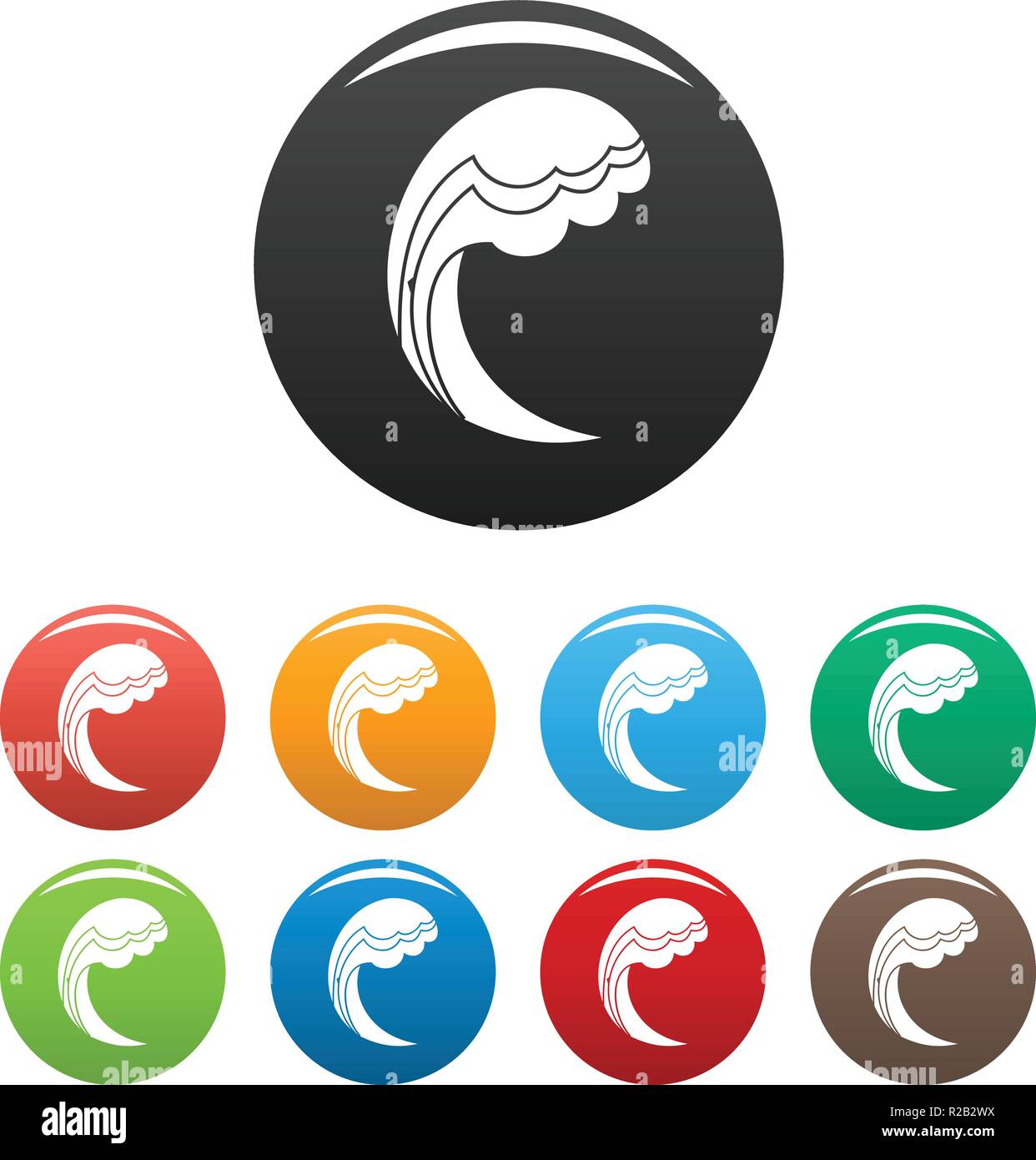 Wave water ocean icon. Simple illustration of wave water ocean vector icons set color isolated ...