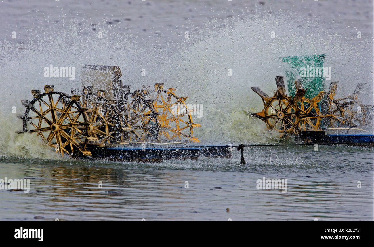 Oxygen enrichment device in Fish ponds Stock Photo - Alamy