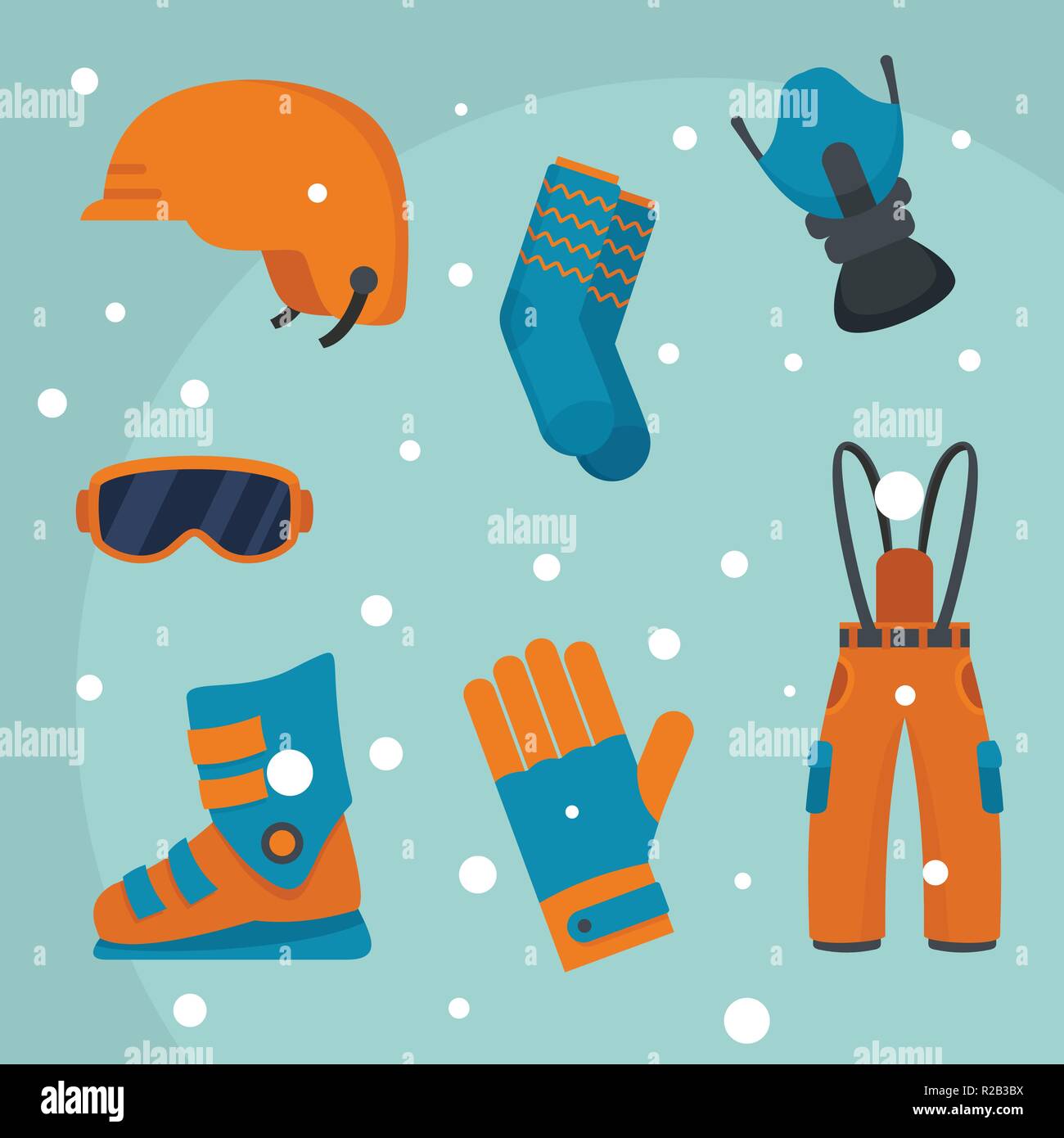 Winter equipment background. Flat illustration of winter equipment ...