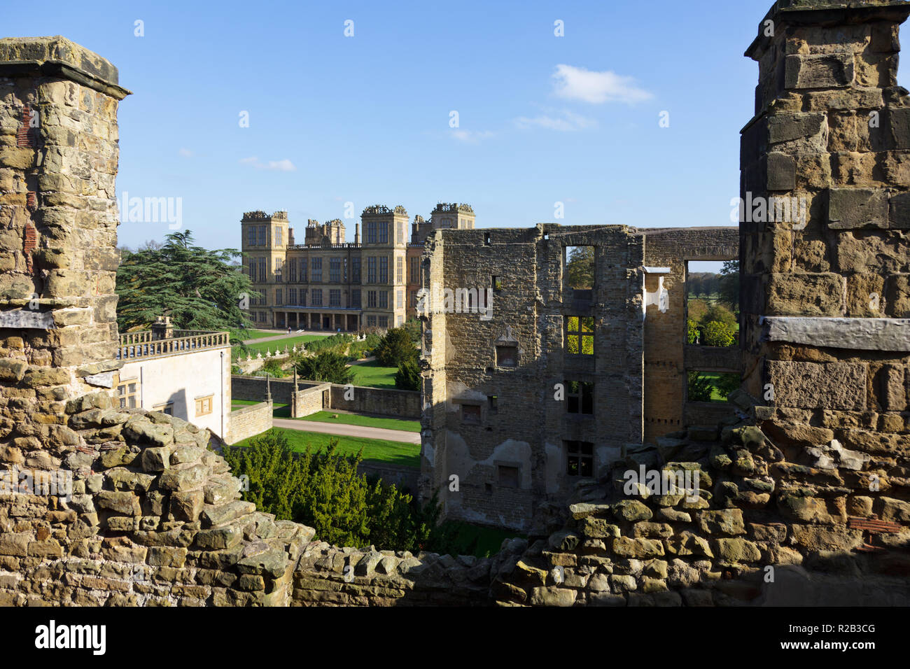 Hardwick Hall, Elizabethan country house in Derbyshire, England Stock ...