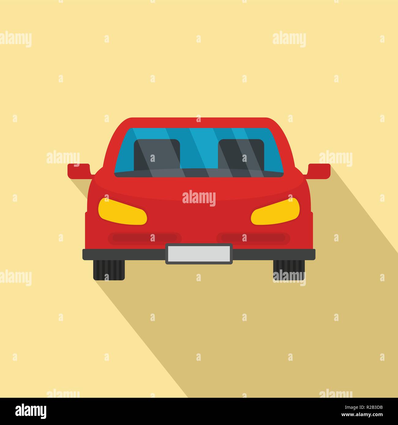 Red front car icon. Flat illustration of red front car vector icon for ...