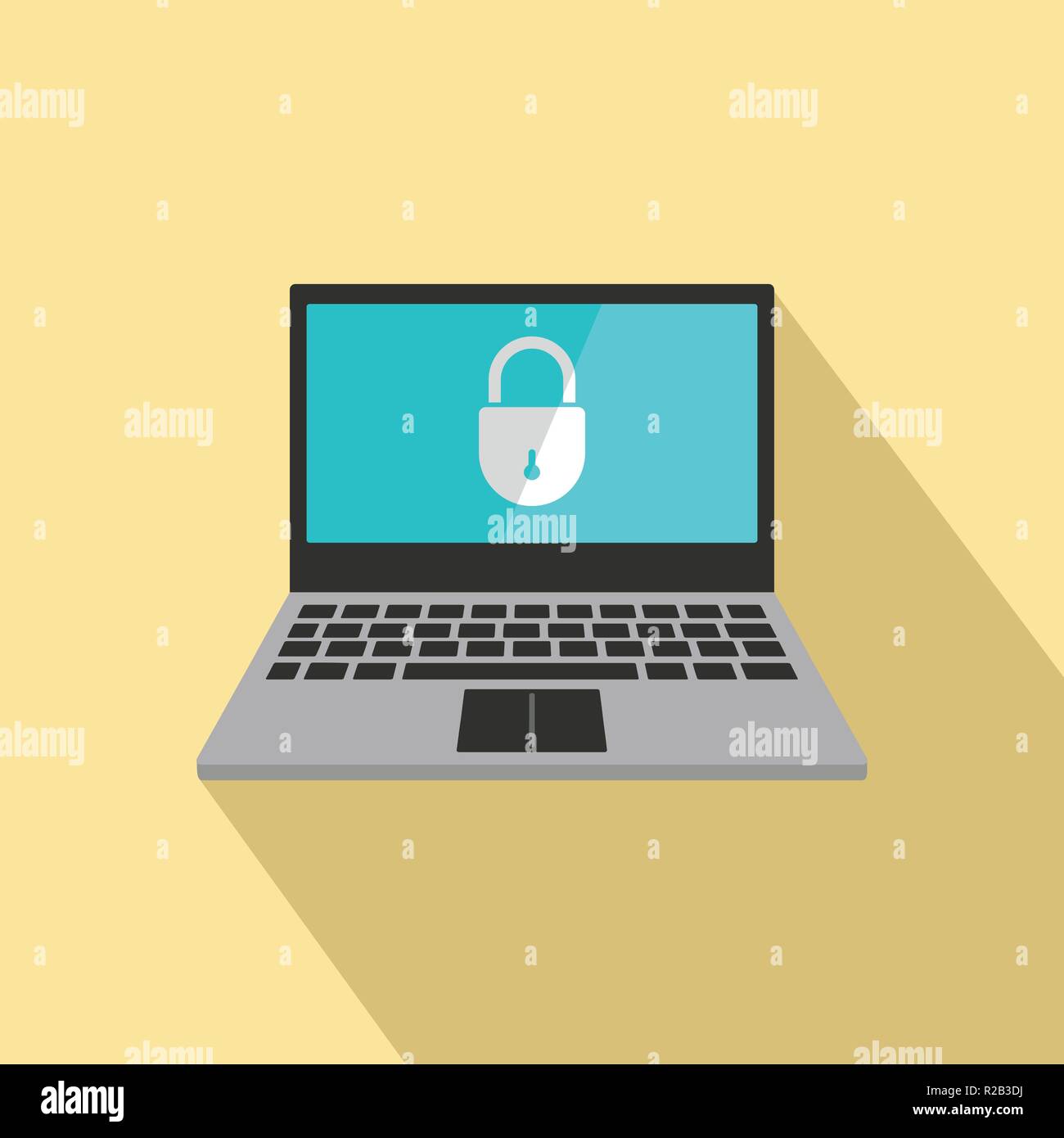 Secured laptop icon. Flat illustration of secured laptop vector icon ...