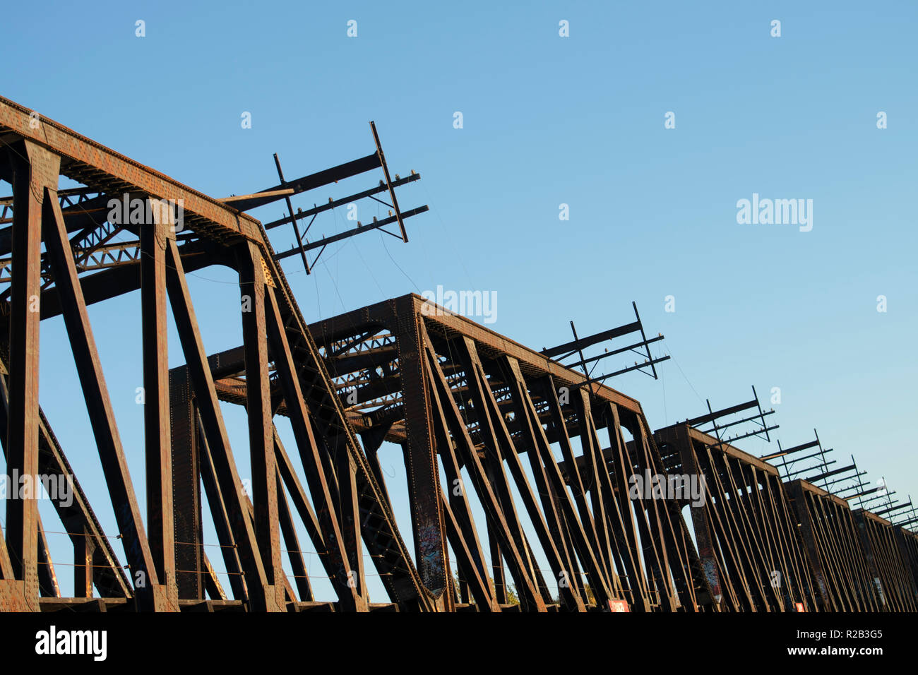 Old steel railroad bridge Stock Photo - Alamy