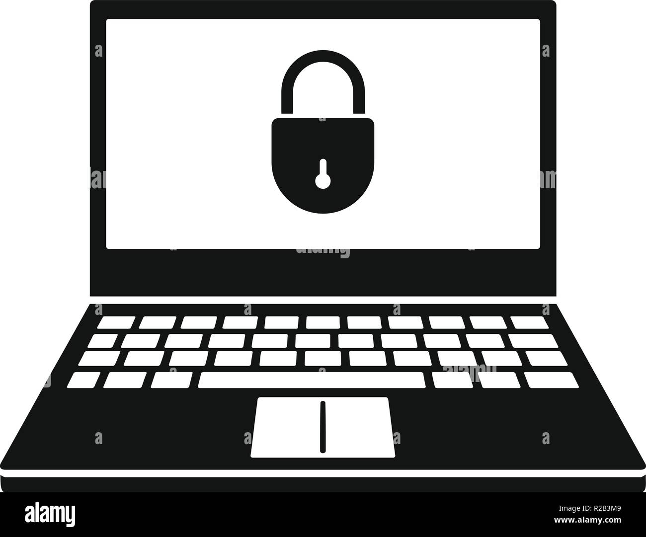 Secured laptop icon. Simple illustration of secured laptop vector icon ...