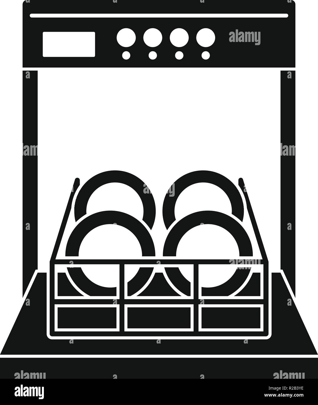 Open dishwasher icon. Simple illustration of open dishwasher vector ...