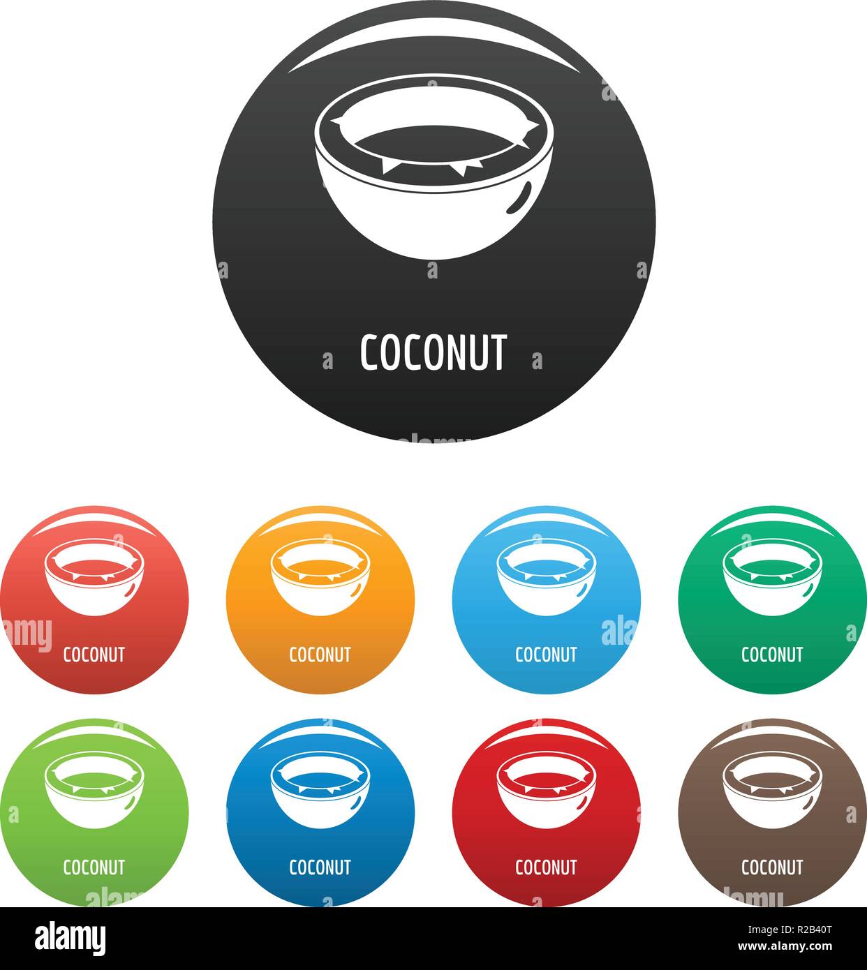 Coconut icon. Simple illustration of coconut vector icons set color ...