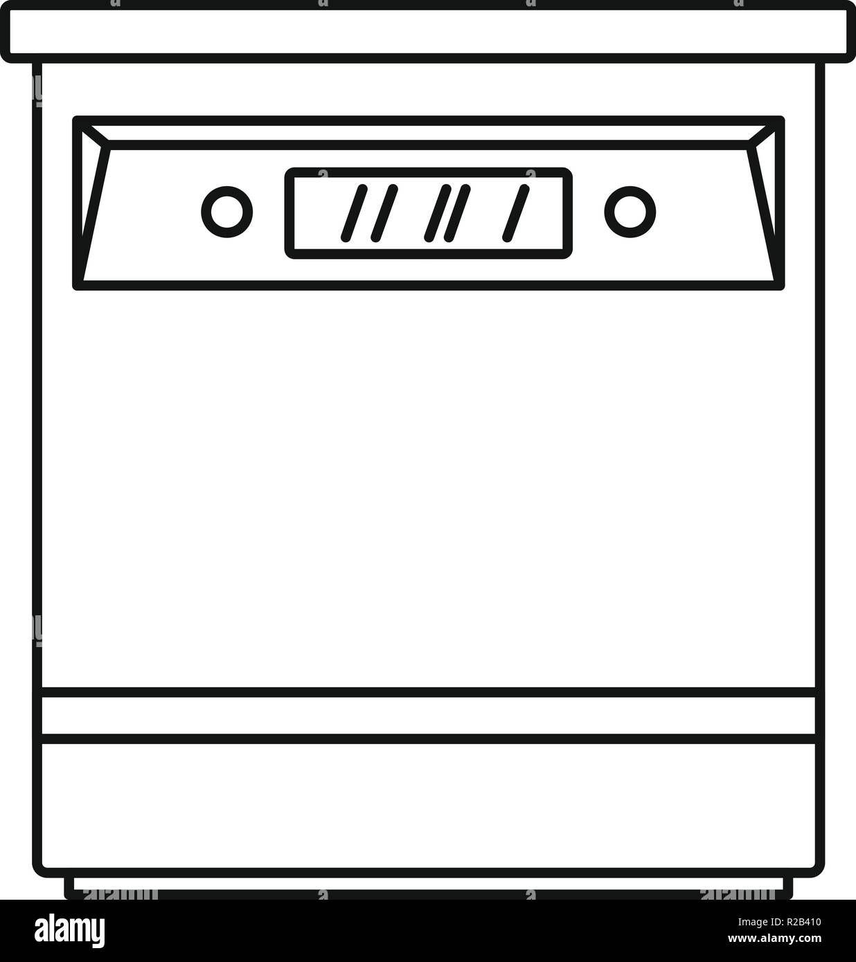 Closed dishwasher icon. Outline illustration of closed dishwasher ...