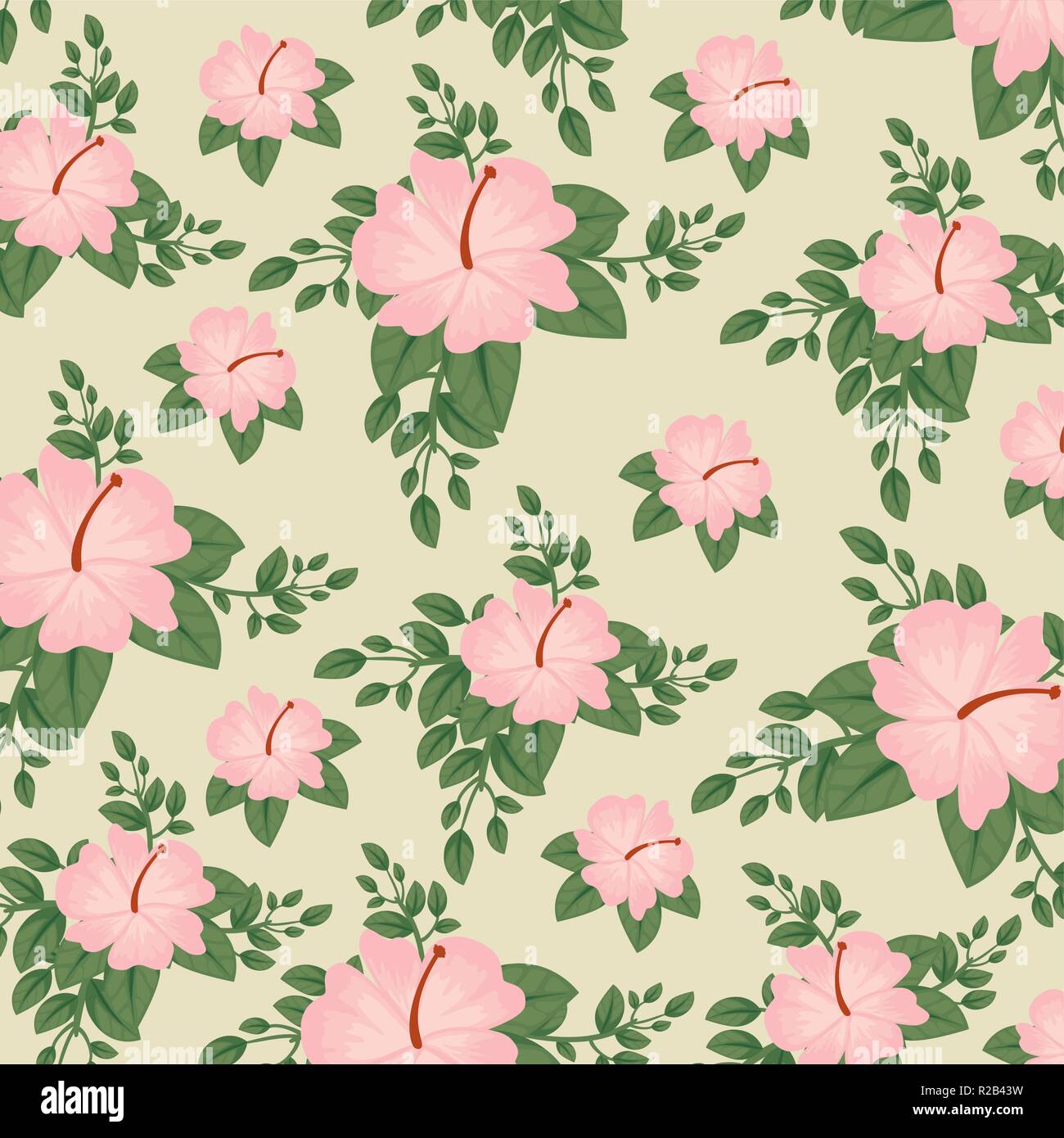 cute flowers plants with leaves background Stock Vector Image & Art - Alamy