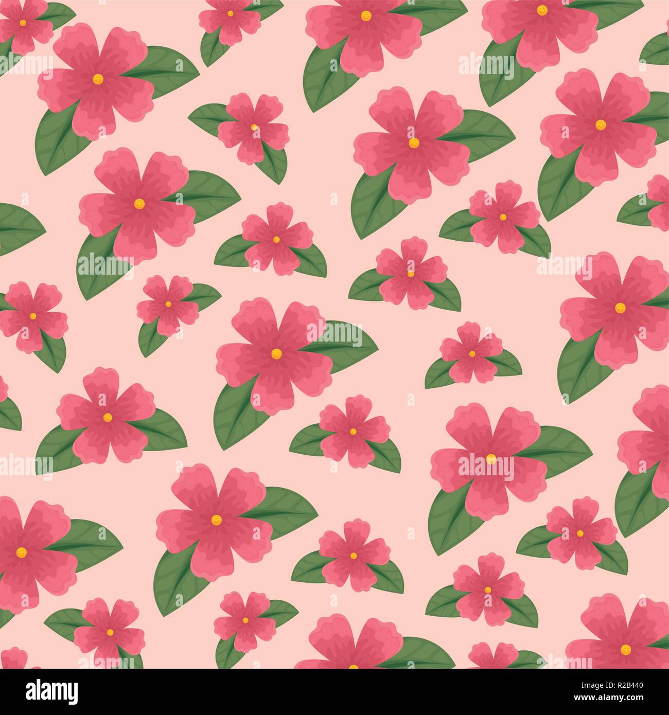 cute flowers with nature leaves background Stock Vector Image & Art - Alamy