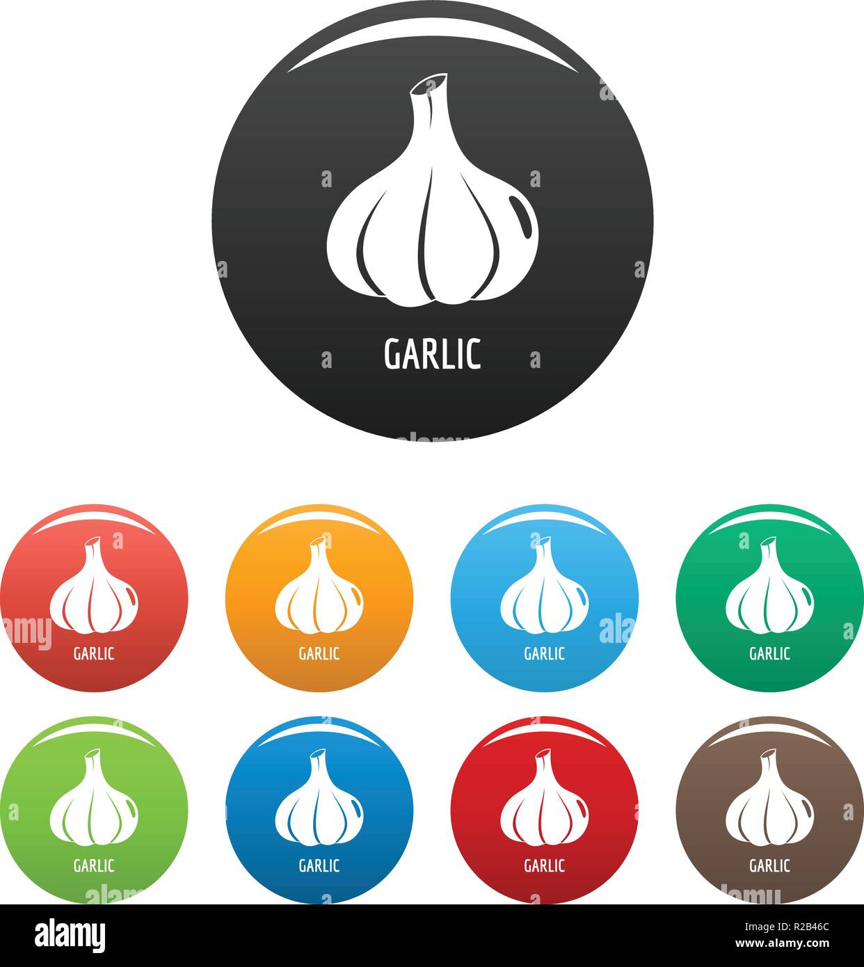 Garlic icon. Simple illustration of garlic vector icons set color ...