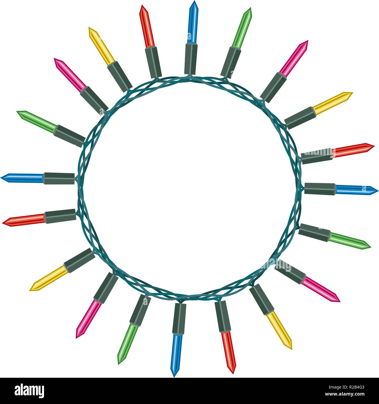 vector round border of christmas light lamps with copy space ...
