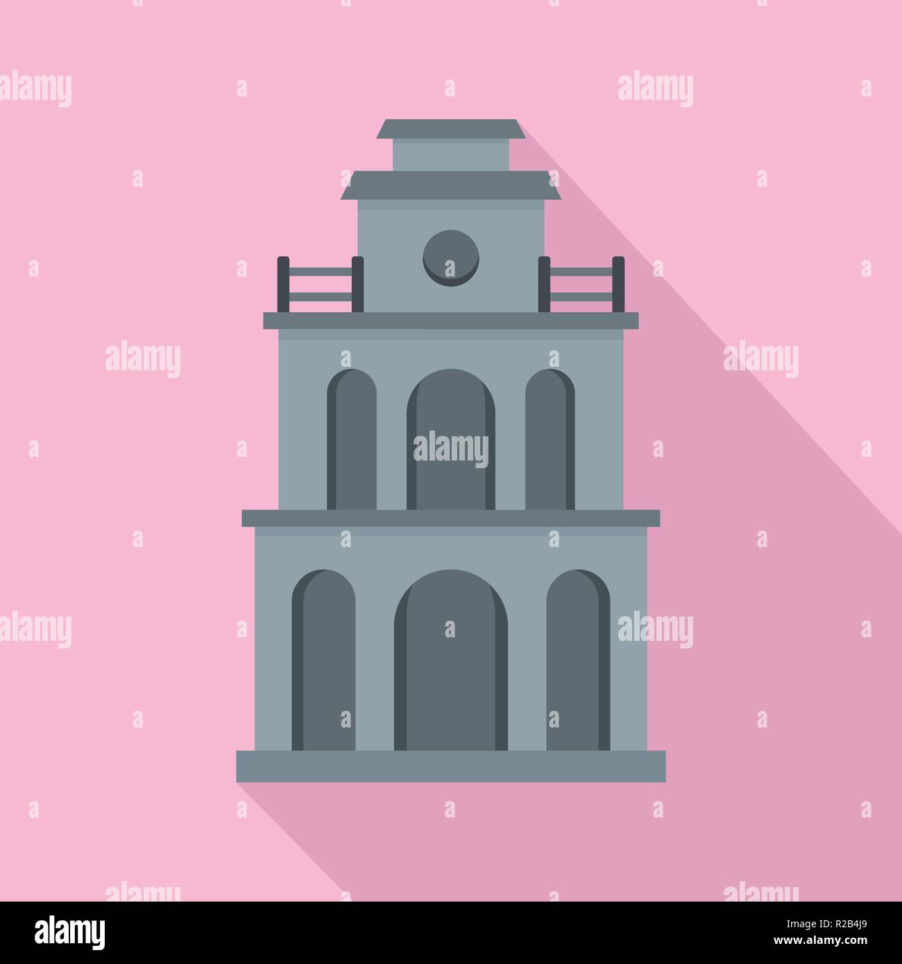 Clock building icon. Flat illustration of clock building vector icon ...