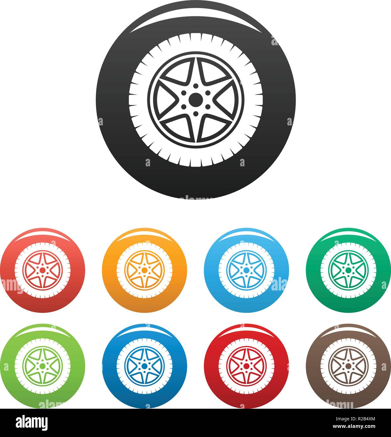 Car wheel icon. Simple illustration of car wheel vector icons set color ...