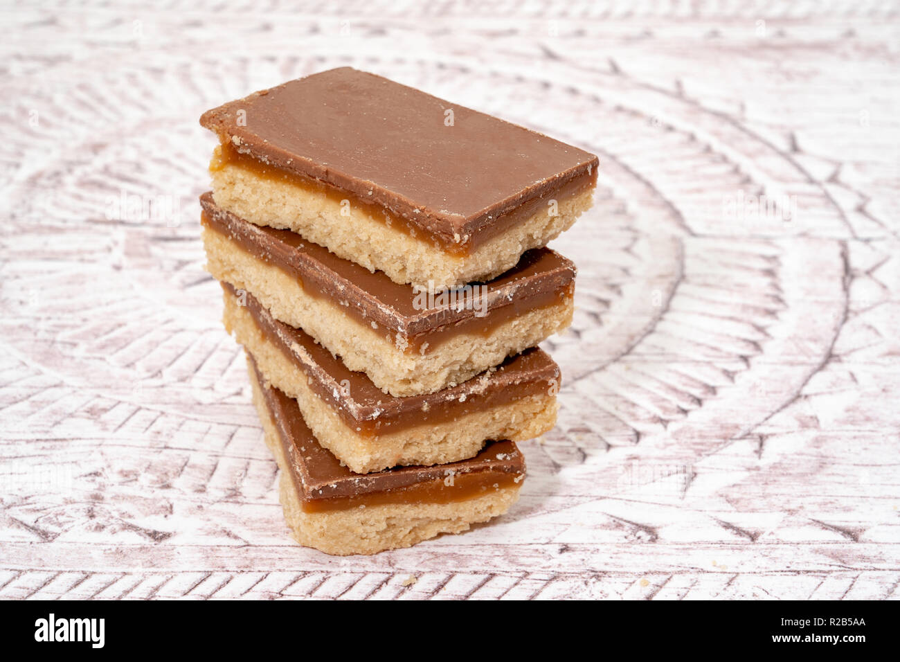 Millionaires shortbread cake slices Stock Photo - Alamy