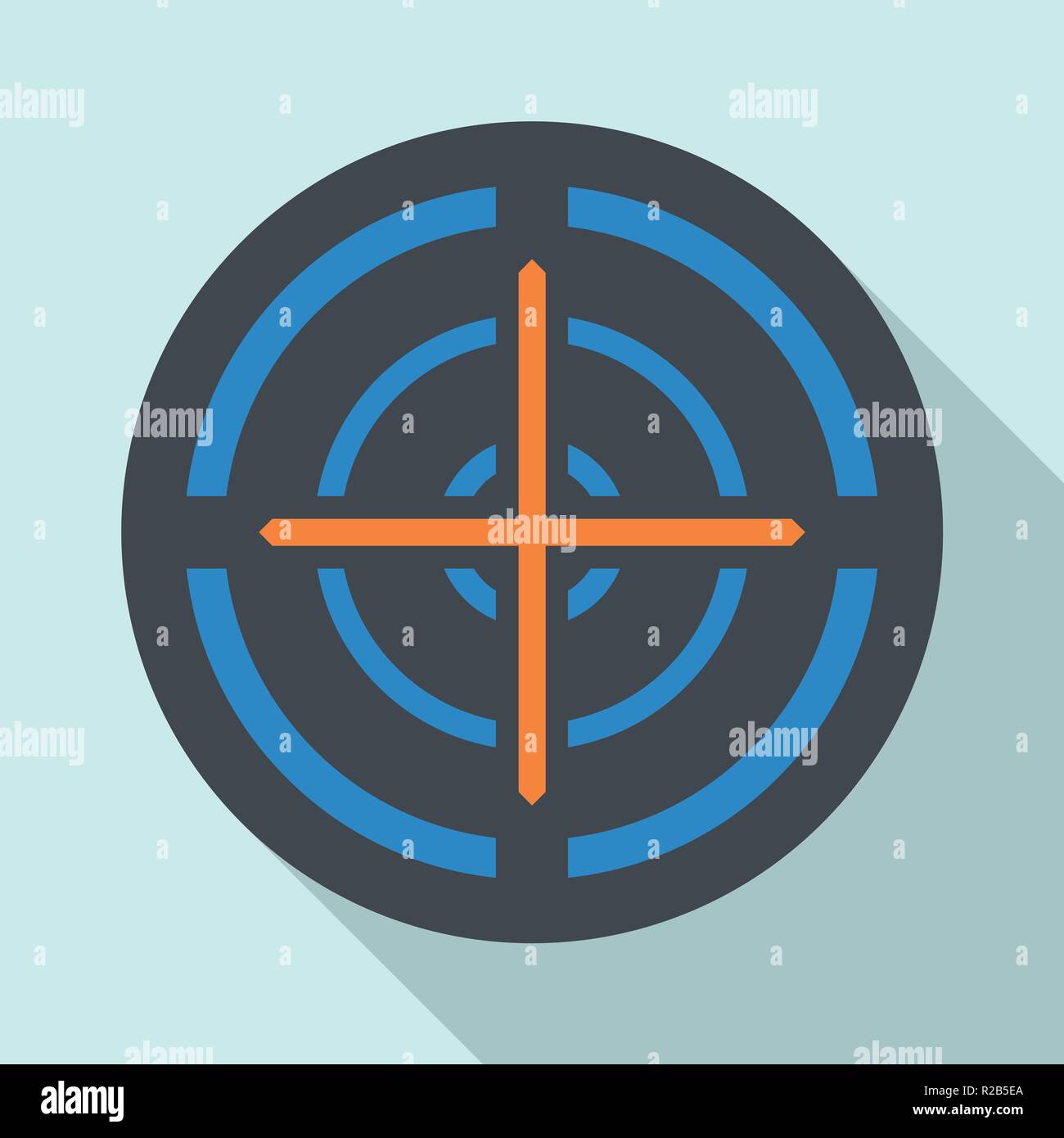 Orange cross gun aim icon. Flat illustration of orange cross gun aim ...