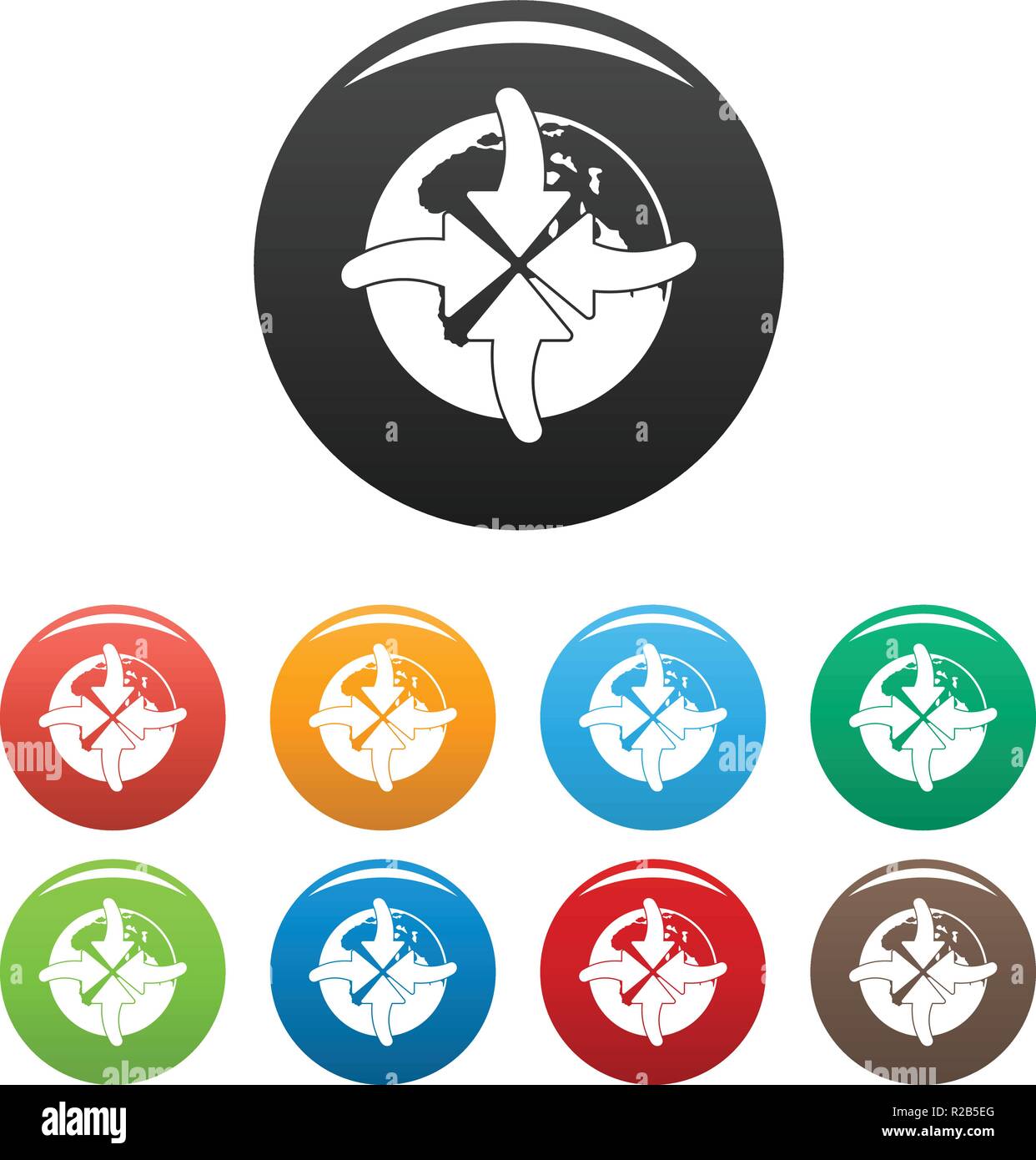 Arrow of world icon. Simple illustration of arrow of world vector icons ...