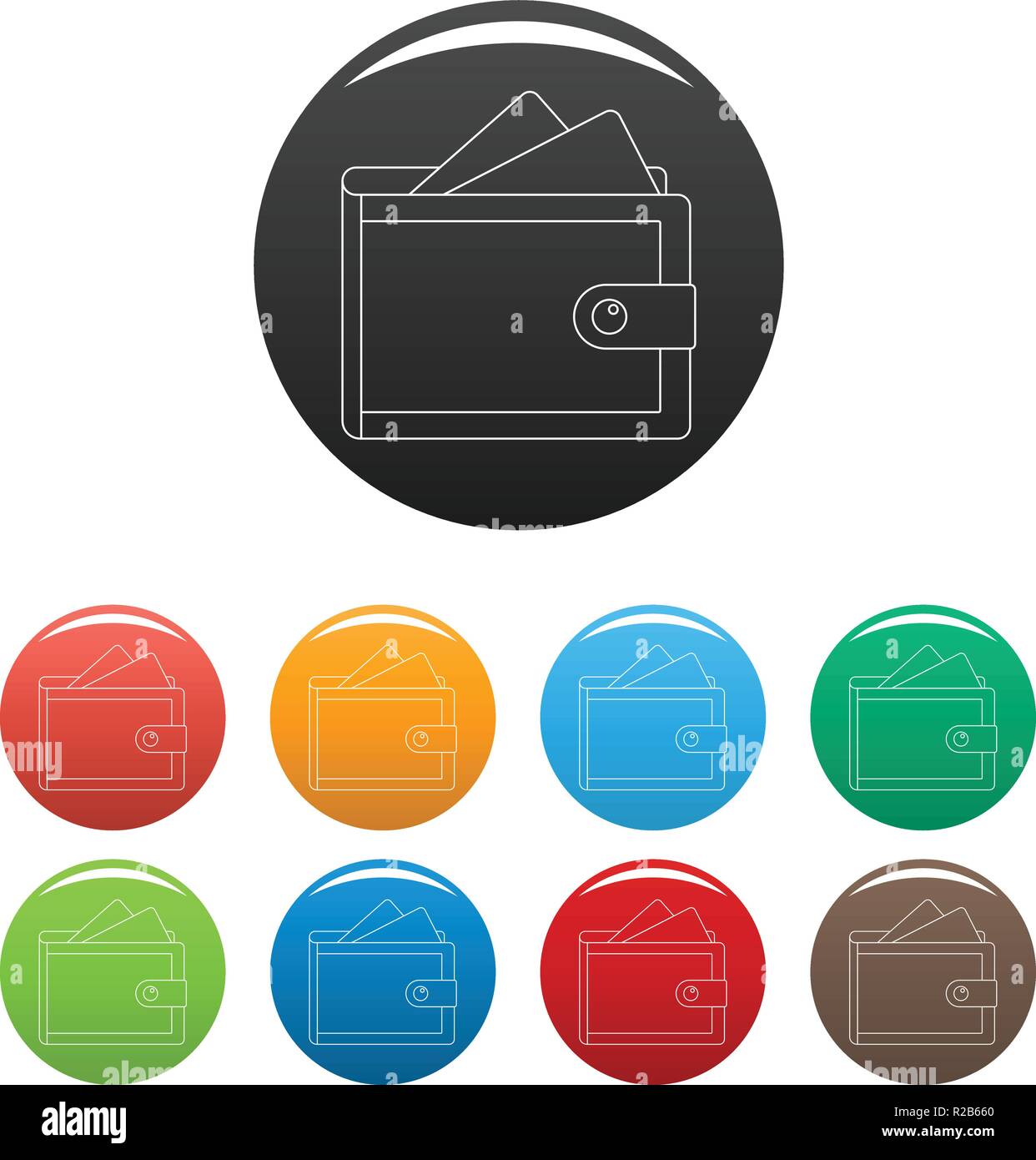 Wallet icon. Outline illustration of wallet vector icons set color ...