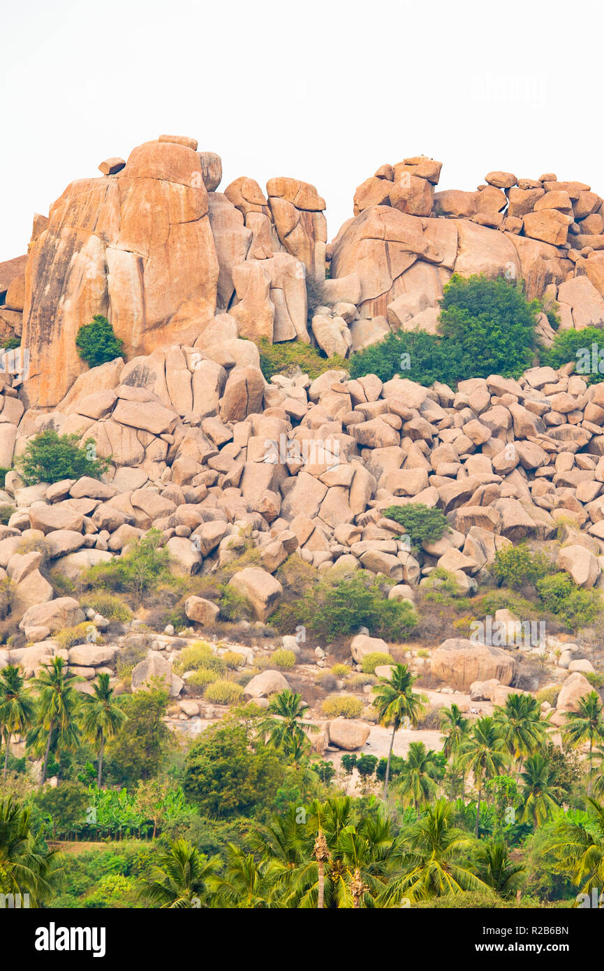 Beautiful view of the amazing Hampi's ruins. Hampi, also referred to as ...
