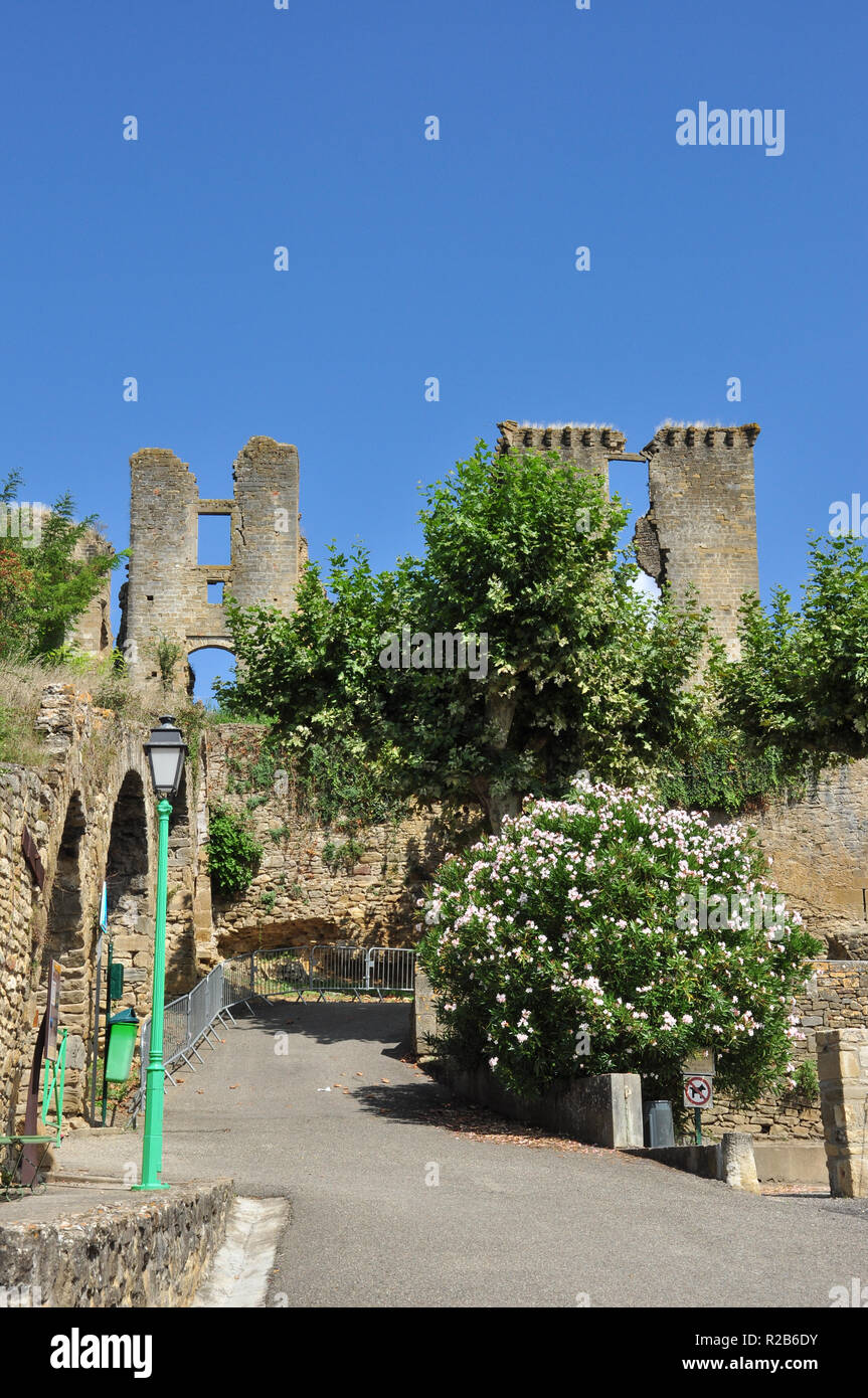 The ruined castle of Chateau de Lagarde from the village of Lagarde ...