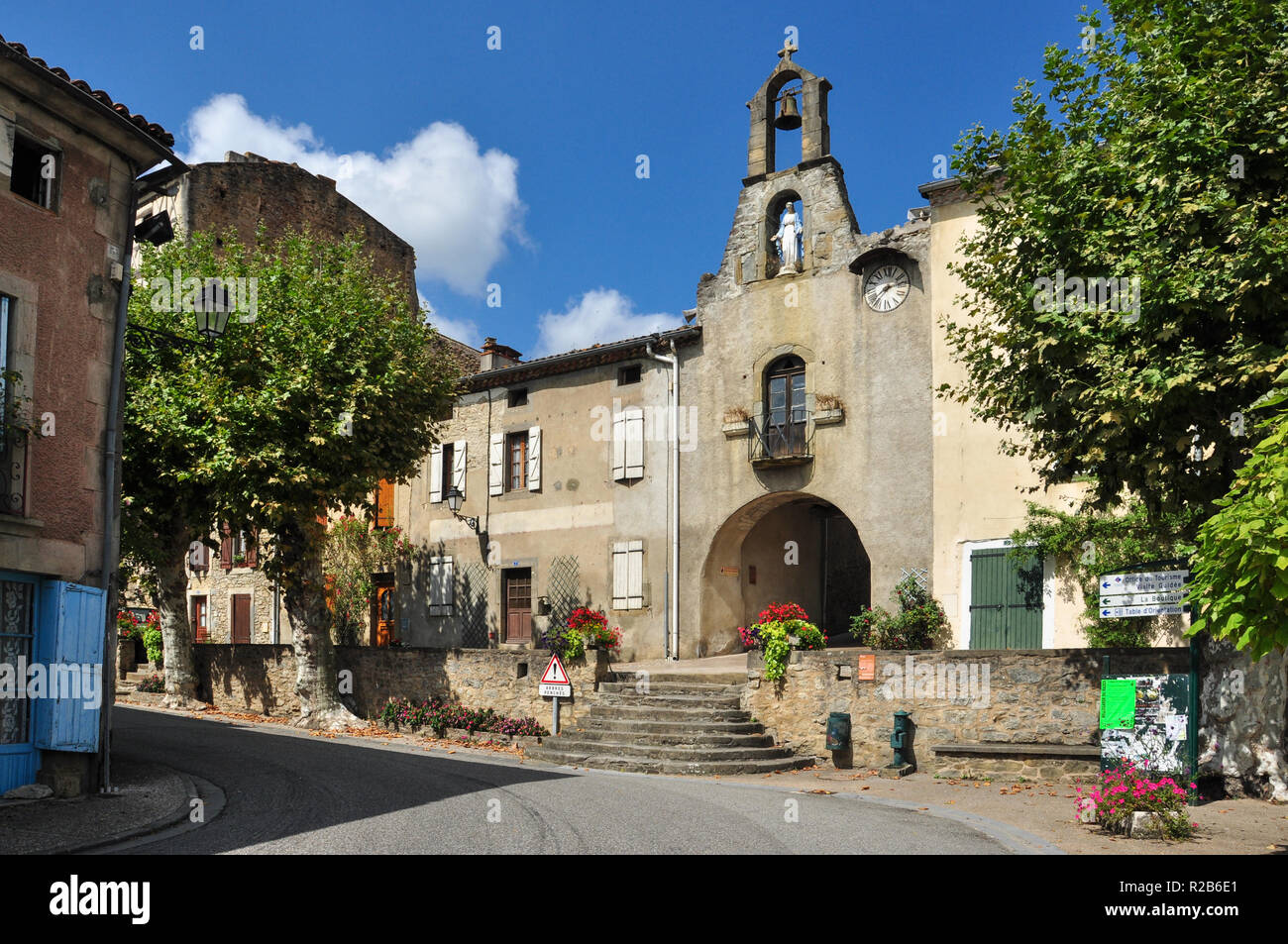 Village centre with the Porte de l'Horloge or Clock Gate in the ...