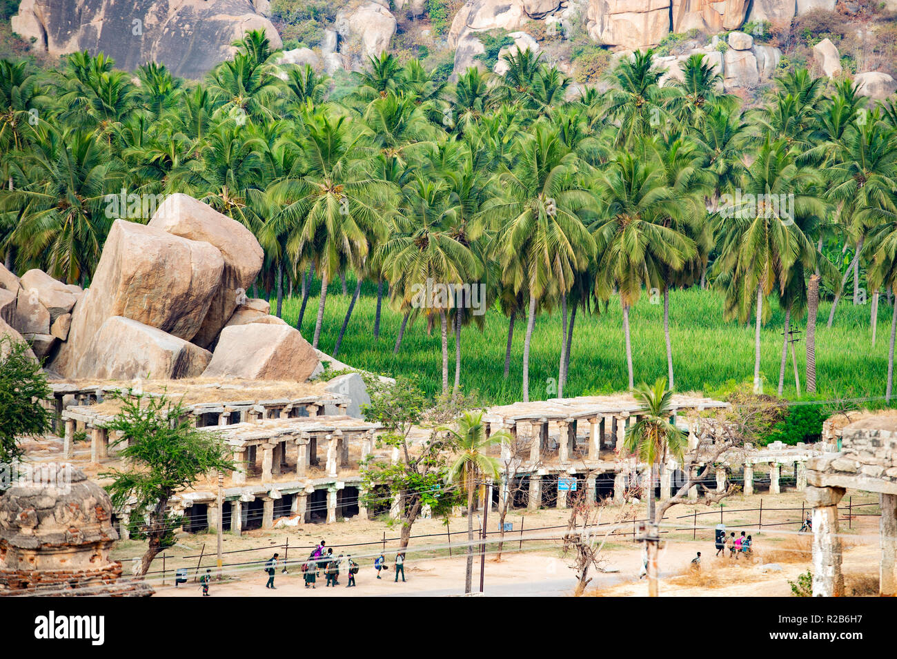 Beautiful view of the amazing Hampi's ruins. Hampi, also referred to as ...
