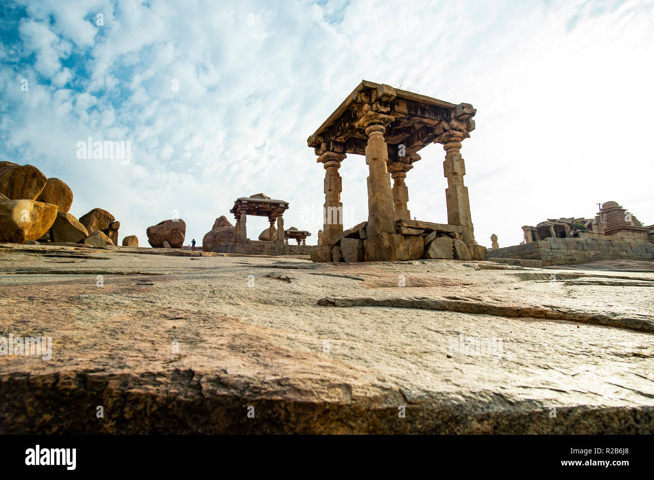 Beautiful view of the amazing Hampi's ruins. Hampi, also referred to as ...