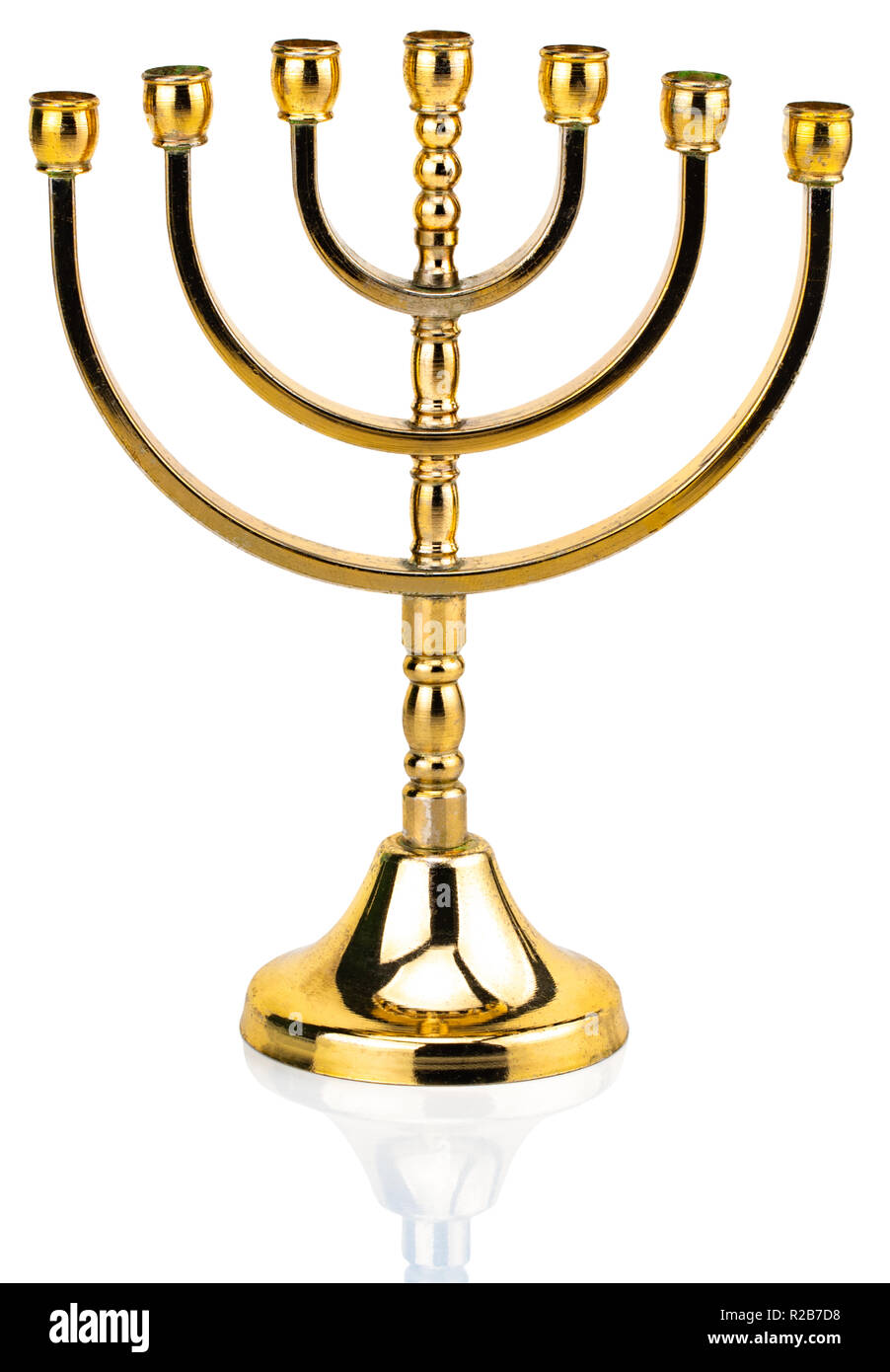 Ancient ritual candle menorah on a white background Stock Photo - Alamy