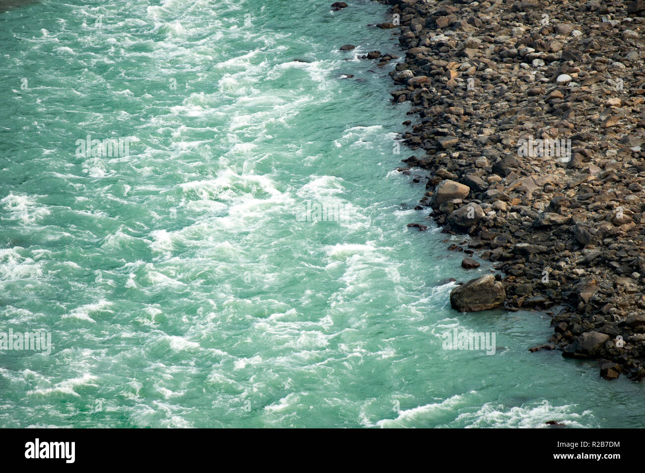 Spectacular view of the sacred Ganges river flowing through the green ...