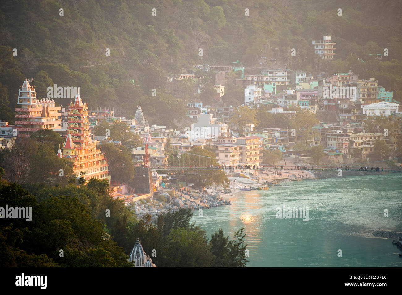 RISHIKESH - INDIA - 27 DECEMBER 2017. Spectacular view of the Lakshman ...