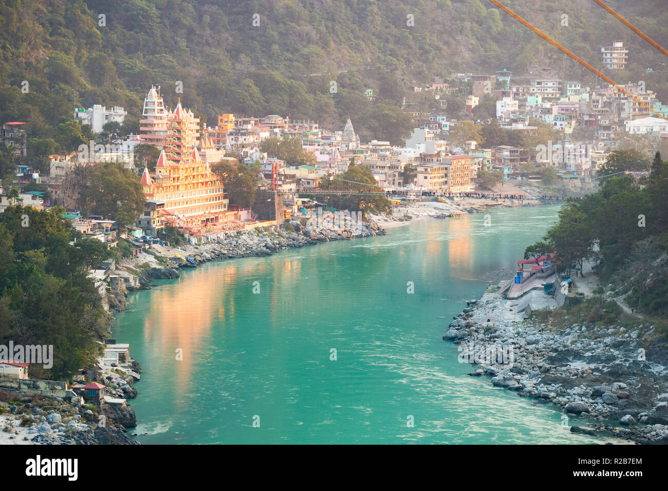 RISHIKESH - INDIA - 27 DECEMBER 2017. Spectacular view of the Lakshman ...