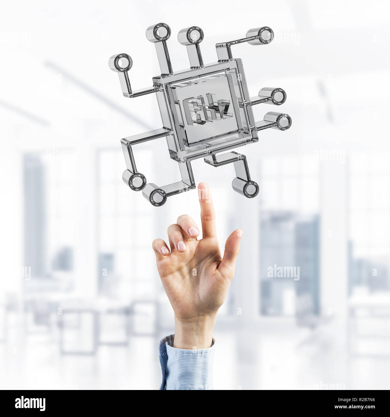 Computing and innovation concept with chip icon. Mixed media Stock ...