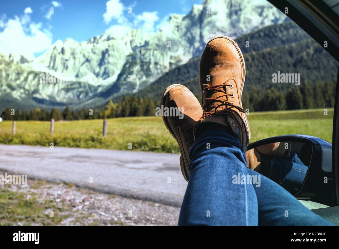 Young feet sticking out car hi-res stock photography and images - Alamy