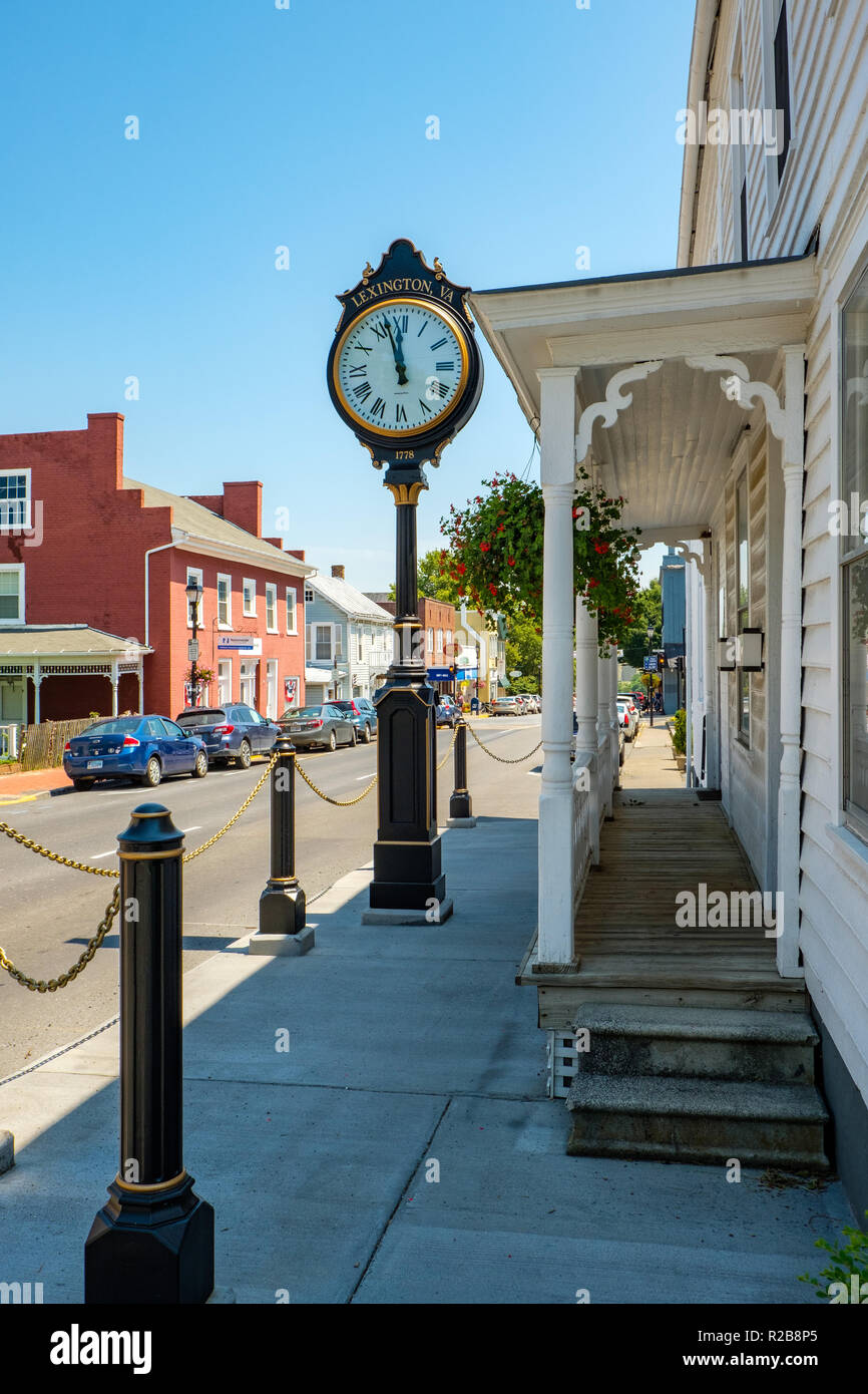 Post clock, South Main Street, Lexington, Virginia Stock Photo - Alamy