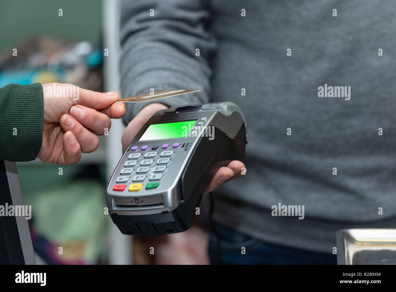 NFC technology, customer do payment with contactless credit card ...