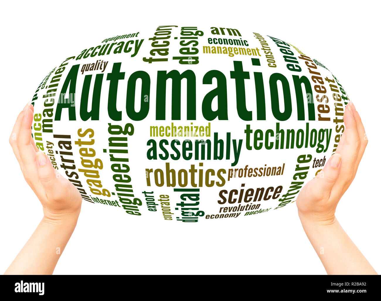 Automation word cloud hand sphere concept on white background Stock ...