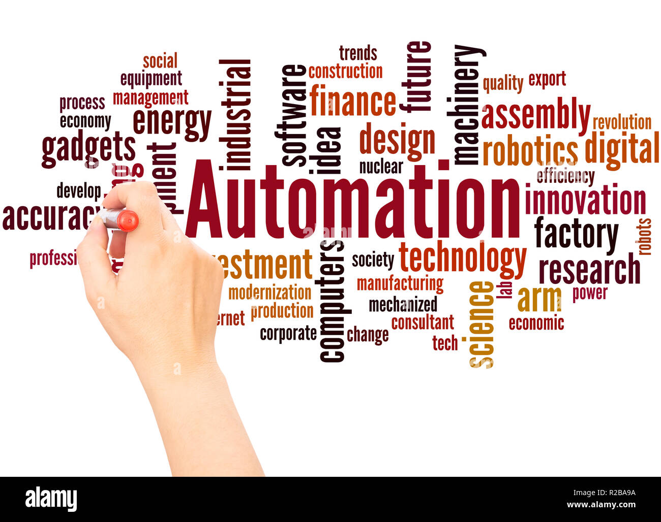Automation word cloud hand writing concept on white background Stock ...